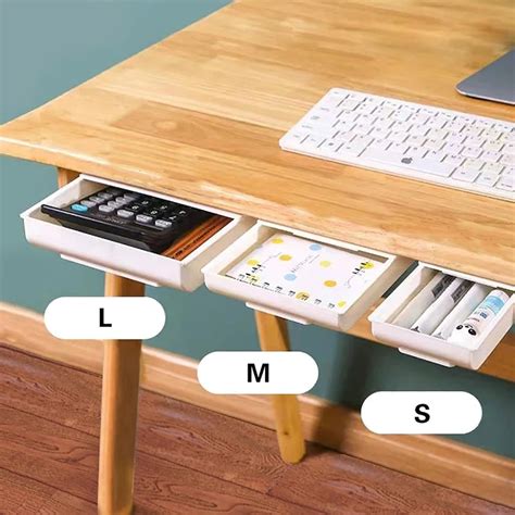 Self Stick Pencil Tray Under Desk Drawer Storage Box Hidden Stationery