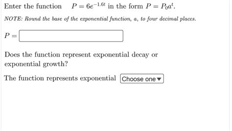 Solved Enter The Function P E T In The Form P P At NOTE Chegg Com