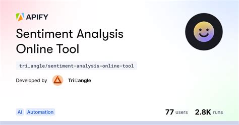 🪶 Sentiment Analysis Online Tool Api In Python · Apify