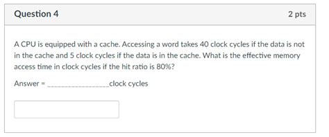 Solved A CPU Is Equipped With A Cache Accessing A Word Chegg Com