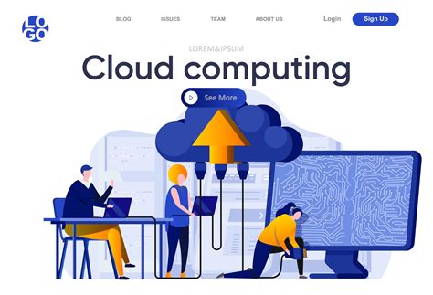 Cloud Computing Flat Landing Page Vector Art At Vecteezy