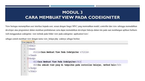 Modul 3 Cara Membuat View Pada Codeigniter Ppt