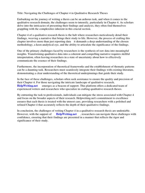 Chapter 4 Thesis Qualitative Research Pdf Thesis Qualitative Research