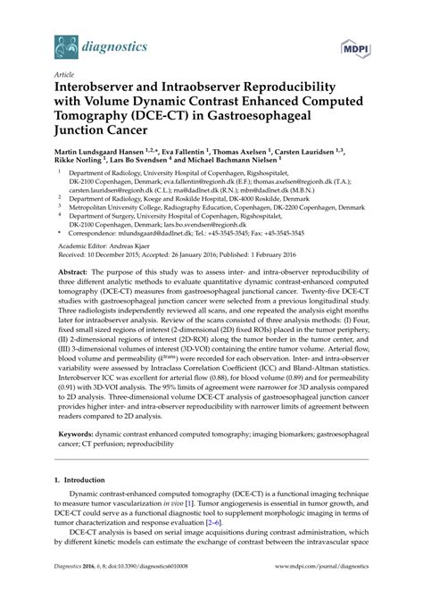 Pdf Interobserver And Intraobserver Reproducibility With Volume