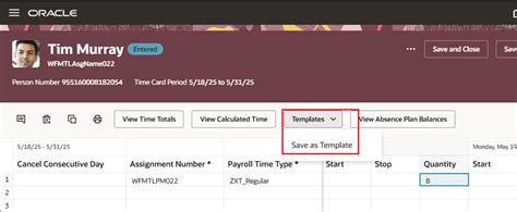 Time And Labor Redwood Manager Template Functionality Enhancements