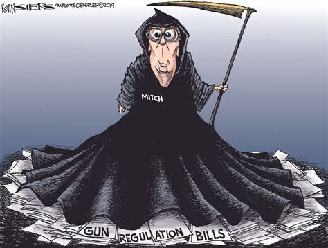 Political Cartoon Us Mitch Mcconnell Gun Regulation Bills Grim Reaper