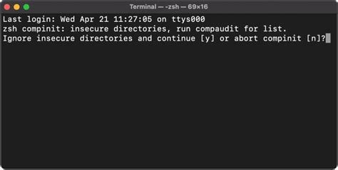 How To Remove The Zsh Message In The Terminal Of Macos Bigsur Ignore Insecure Directories And
