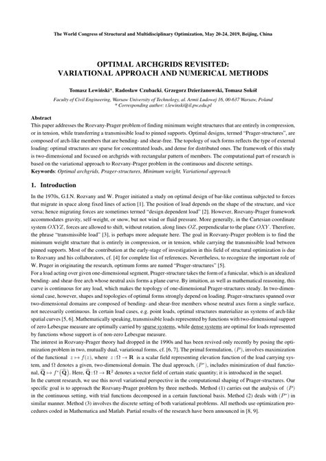 PDF OPTIMAL ARCHGRIDS REVISITED VARIATIONAL APPROACH AND NUMERICAL METHODS