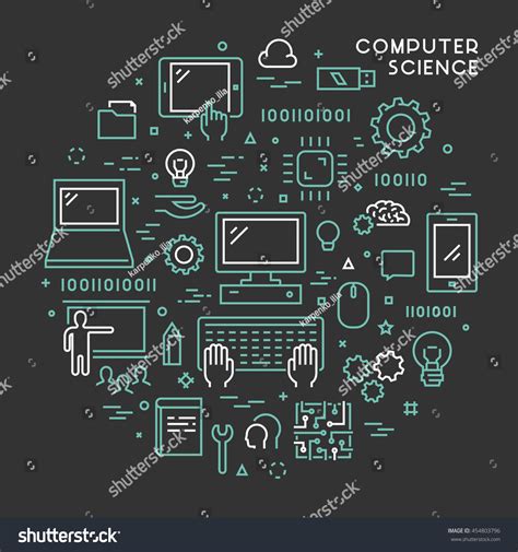 Line Web Concept Computer Science Vector Stock Vector Royalty Free 454803796 Shutterstock