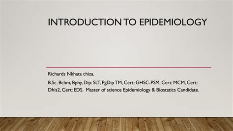 Lecture 1 Introduction To Epidemiology Pptx