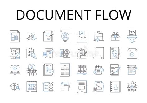 Document Flow Line Icons Collection Workflow Management Information Stream Business Process