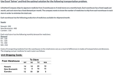 Solved Use Excel Solver And Find The Optimal Solution For