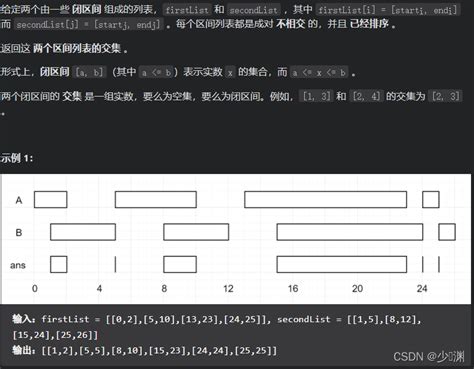 力扣第986题：区间列表的交集（双指针）力扣986 Csdn博客