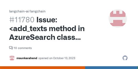 Issue · Issue 11780 · Langchain Ailangchain · Github