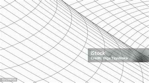 벡터 원근 그리드입니다 추상 와이어프레임 풍경 흰색 배경에 대한 자세한 선입니다 3d 벡터 그림입니다 0명에 대한 스톡 벡터