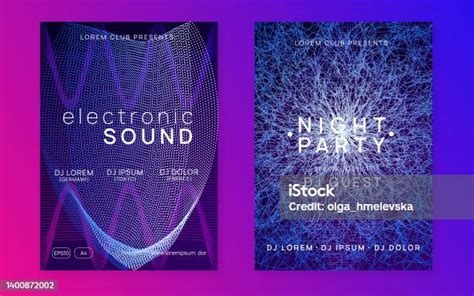 네온 클럽 전단지 전기 댄스 음악 트랜스 파티 Dj 전자 사운드 페스트 테크노 이벤트 포스터 Dj에 대한 스톡 벡터 아트 및 기타 이미지 Istock