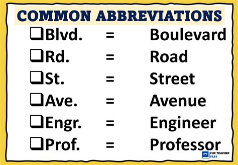 Common English Abbreviations Fun Teacher Files