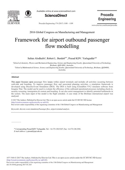 Pdf Framework For Airport Outbound Passenger Flow Modelling