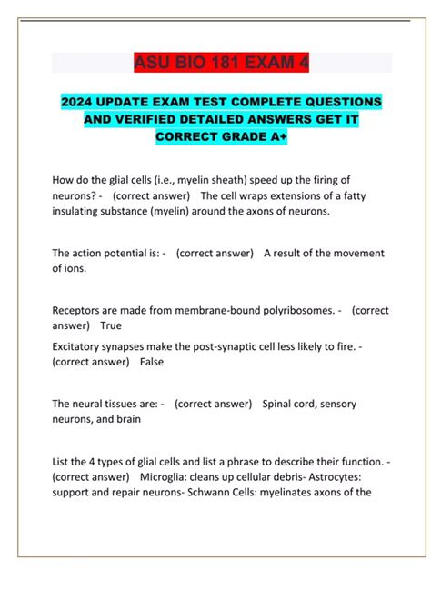 ASU BIO 181 EXAM 4 2024 UPDATE EXAM TEST COMPLETE QUESTIONS AND VERIFIED DETAILED ANSWERS GET IT
