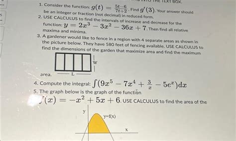 solved 1 consider the function g t 7t 25t−6 find g′ 3