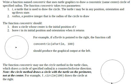 Solved Write A Function Named Concentric That Uses Turtle