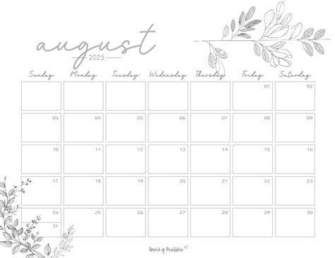 Elegant August 2025 Printable Calendar In 2024 Printable Calendar
