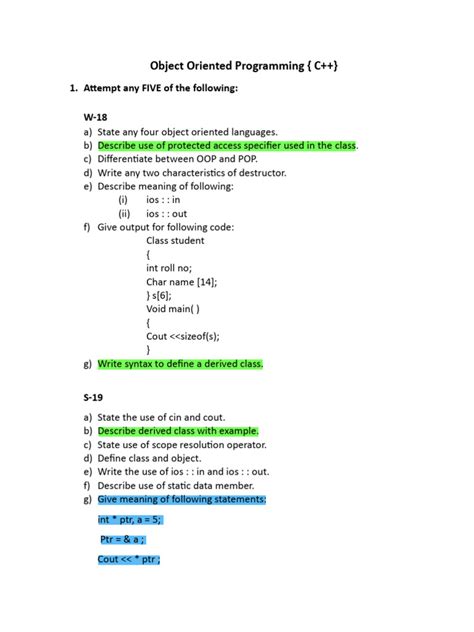 Oop Question Set Pdf