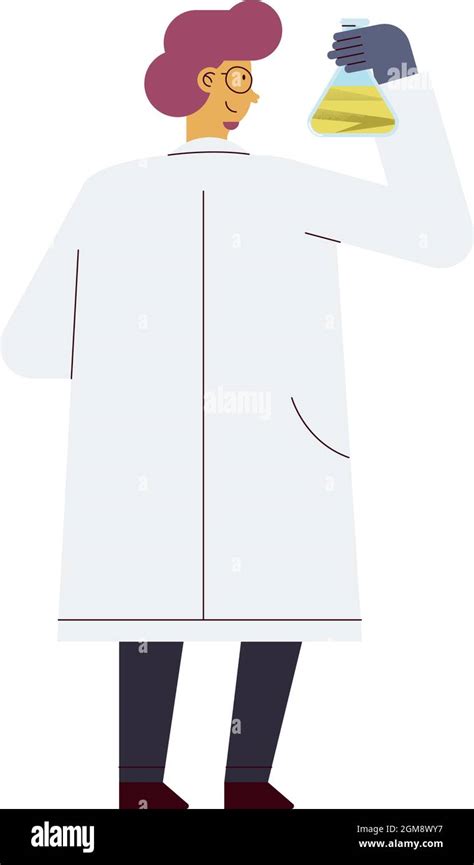 Woman Scientist With Flask Of Back Stock Vector Image And Art Alamy