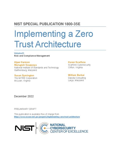 Zta Nist Sp 1800 35e Preliminary Draft Pdf Security Computer Security