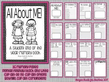 End Of The Year~all About Me Memory Book By Tonyas Treats For Teachers
