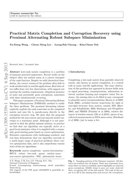 Pdf Practical Matrix Completion And Corruption Recovery Using