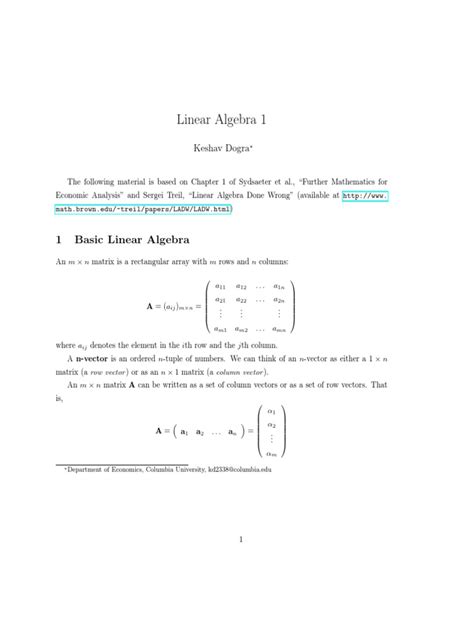 linear algebra 1 pdf matrix mathematics determinant