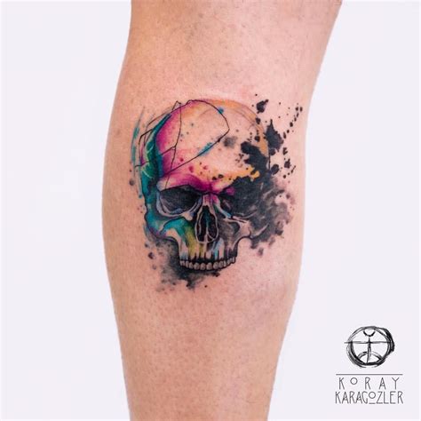 Tatuaje Calavera Estilo Acuarelas Por Koray Karagozler Tatuajes Para