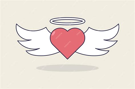 Corazón Con Alas De ángel Vector Premium