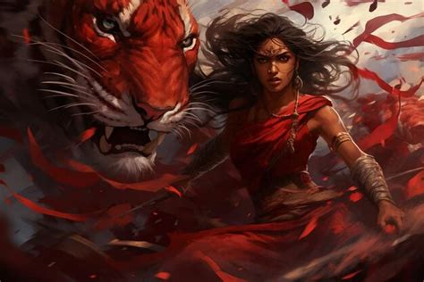 Premium Ai Image Princess With Tiger Premium Ai Image Princess With Tiger