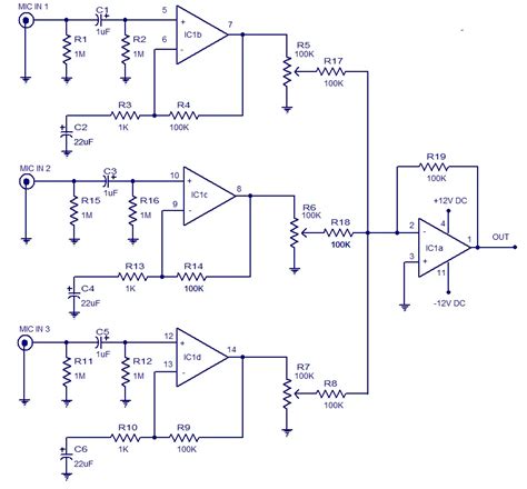 dual mic preamplifier schematic