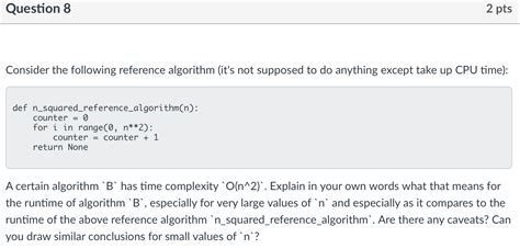 Solved Question Pts Consider The Following Reference Chegg