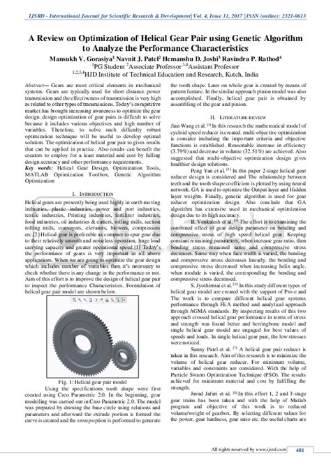 Pdf A Review On Optimization Of Helical Gear Pair Using Genetic