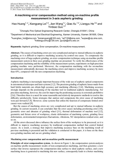 A Machining Error Compensation Method Using On Machine Profile Measurement In 3 Axis Aspheric
