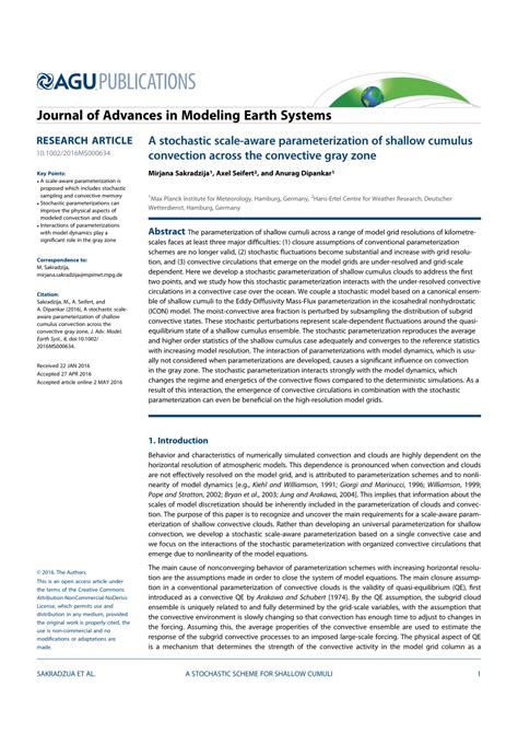 pdf a stochastic scale aware parameterization of shallow cumulus