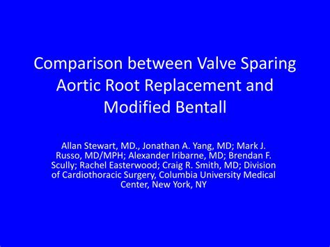 Ppt Comparison Between Valve Sparing Aortic Root Replacement And