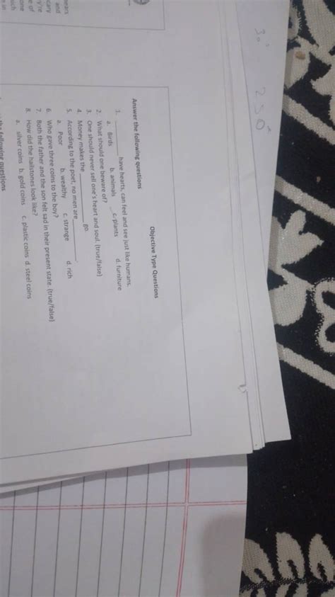 Objective Type Questions Answer The Following Questions Qquad Have Heart