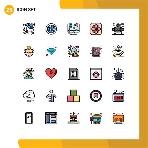 25 Universal Filled Line Flat Colors Set For Web And Mobile Applications Construction Nature