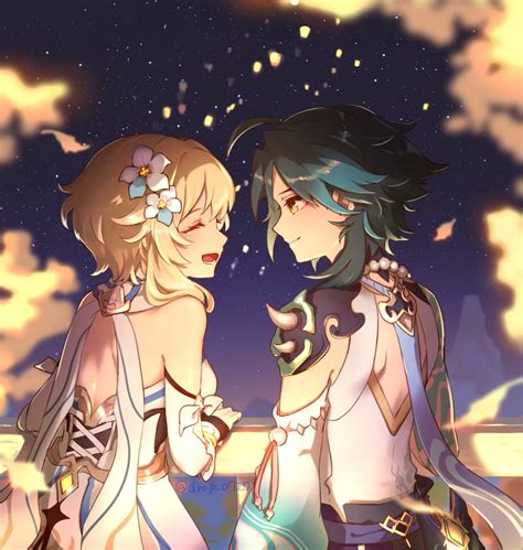Lumine And Xiao Genshin Impact Drawn By Drop Danbooru