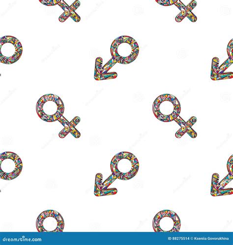Vector Abstract Male And Female Gender Signs Pattern Hand Drawn Sexual