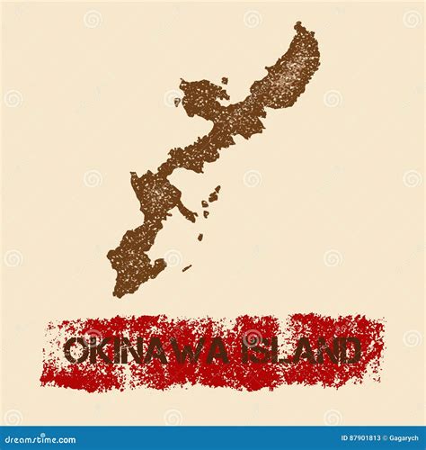 Okinawa Island Map Outline Vintage Vector Illustration Cartoondealer