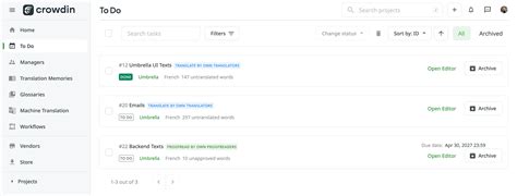 user tasks crowdin docs