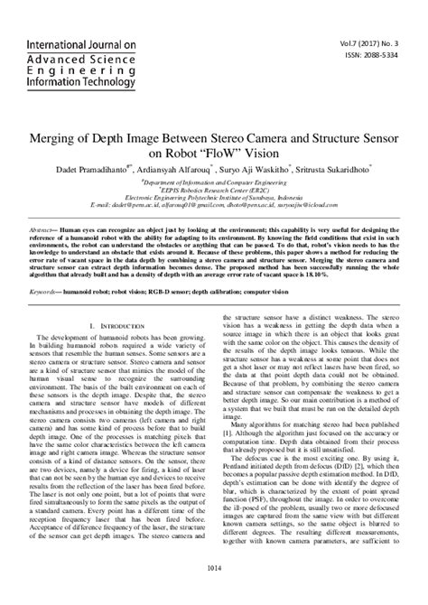 Pdf Merging Of Depth Image Between Stereo Camera And Structure Sensor On Robot Flow Vision