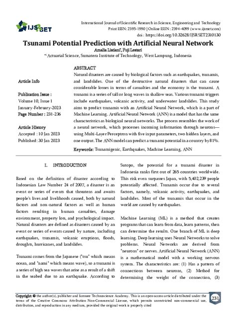 Pdf Tsunami Potential Prediction With Artificial Neural Network