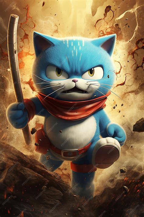 Doraemon Cartoon Character In Playful Design Premium Ai Generated Image